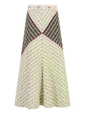 Rosie Assoulin Panelled Floral Print Midi Skirt - Neutrals