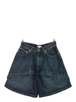 Loewe Layered-panel Wide-leg Denim Shorts - Blue