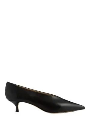 Le Monde Beryl Babouches Leather Kitten Heel Pumps - Black
