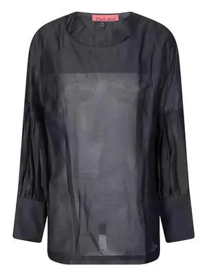 THELATEST Sheer Puff-sleeve Blouse - Black