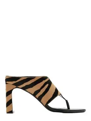 STUART WEITZMAN Tiger Print Calf Hair Thong Sandals - Neutrals
