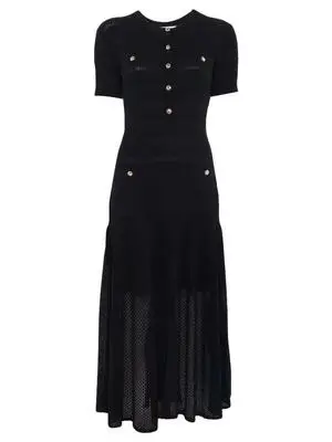Maje Ribbed Knit Button-up Midi Dress - Blue