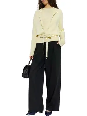 FERRAGAMO Short-sleeve Cashmere V-neck Sweater - Yellow