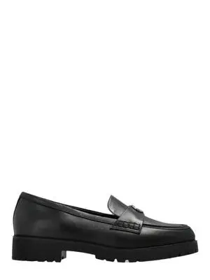 Michael Kors Logo-plaque Leather Ballet Flats - Black