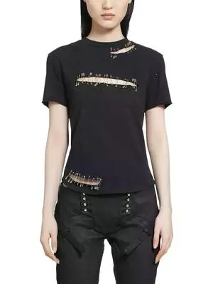 DILARA FINDIKOGLU Safety Pin Cut-out T-shirt - Black