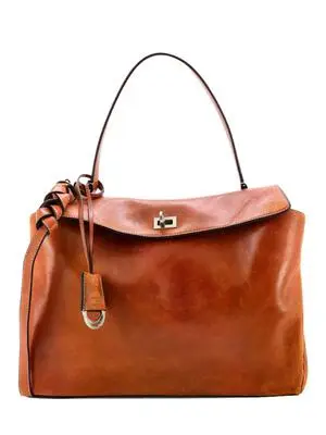 Balenciaga Rodeo Leather Medium Satchel Shoulder Bag - Brown
