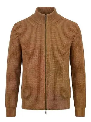 DRUMOHR Ribbed Knit Zip-up Cardigan - Brown