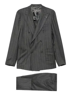 Tagliatore Stripe-pattern Double-breasted Suit - Grey
