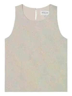 OSCAR THE COLLECTION Embroidered Sleeveless Top - Neutrals