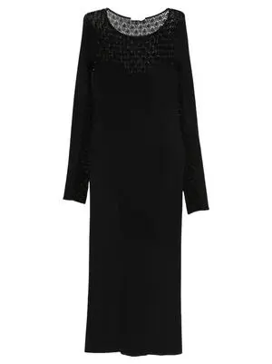 Patrizia Pepe Patterned Knit Midi Dress - Black