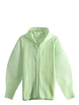 Issey Miyake Pleated Hooded Jacket Green