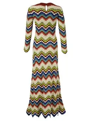 Escvdo Bahia Chevron-pattern Crochet Maxi Dress - Neutrals