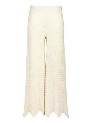 Escvdo Safi Abanico Crochet-stitch Wide-leg Trousers - Neutrals