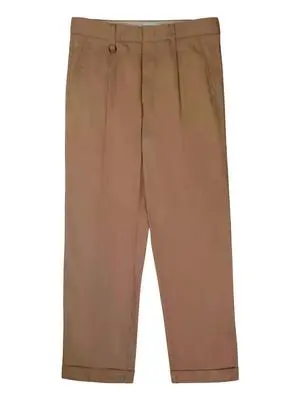 PAOLO PECORA Pleated Detail Straight-leg Trousers - Brown