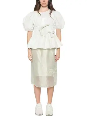 Cecilie Bahnsen Papillon Matelassé Peplum Top - Neutrals