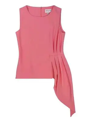 OSCAR THE COLLECTION Sleeveless Pleated Draped Top - Pink