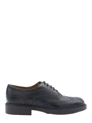 DOUCAL'S Brogue Detail Lace-up Leather Shoes - Black
