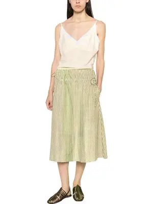 DAMSON MADDER Caspia Midi Skirt With Vertical Stripes - Green