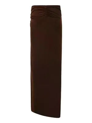 Andamane Gathered Maxi Skirt With Twist Detail - Brown
