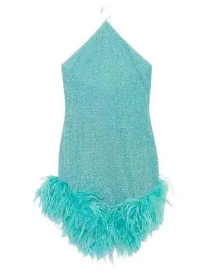 OSEREE Oséree Lumiere Feather-Trim Mini Dress