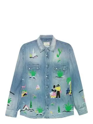 ANTIK DENIM Embroidered Denim Shirt - Blue