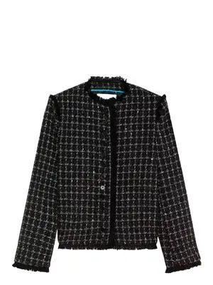 MSGM Bouclé-tweed Jacket With Frayed Edges - Black