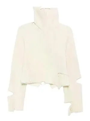 HAIKURE Haikure Ribbed-Knit Distressed High Neck Sweater