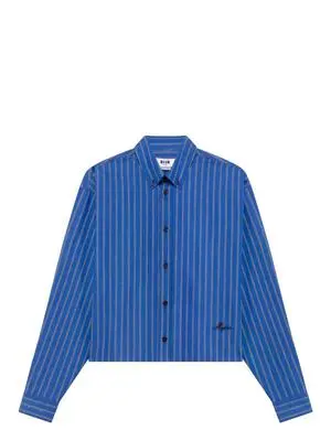 MSGM Vertical-stripe Cropped Shirt - Blue