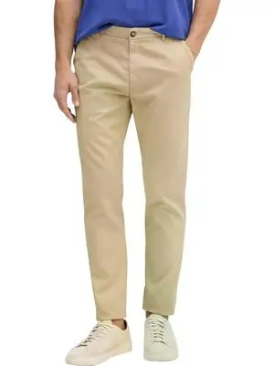 TRUSSARDI Logo-embroidered Chinos Trousers - Neutrals