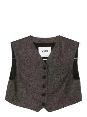 MSGM Cropped Button-up Waistcoat - Brown