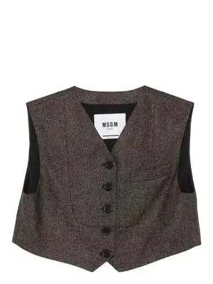 MSGM Cropped Button-up Waistcoat - Brown