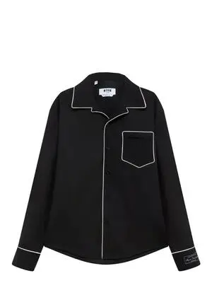 MSGM Piped-trim Chest-pocket Shirt - Black