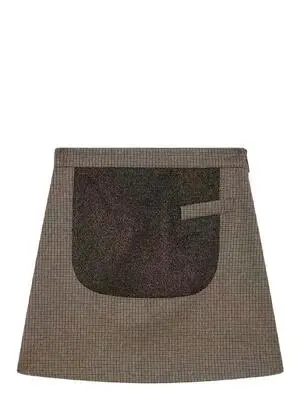 MSGM Houndstooth-pattern Patch-detail Mini Skirt - Brown