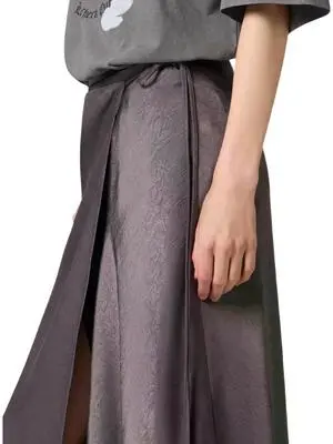 MSGM Lace-trim Wrap Midi Skirt - Grey