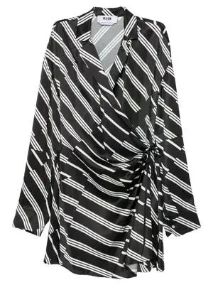 MSGM MSGM Striped Wrap Mini Dress