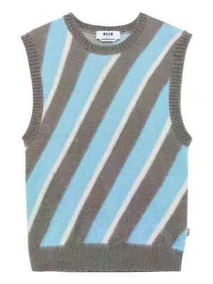 MSGM Diagonal Stripe Sleeveless Sweater - Grey