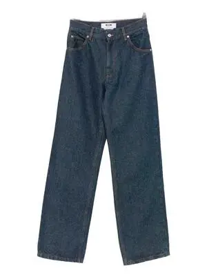 MSGM Contrast Stitch Logo Embroidered Jeans - Blue