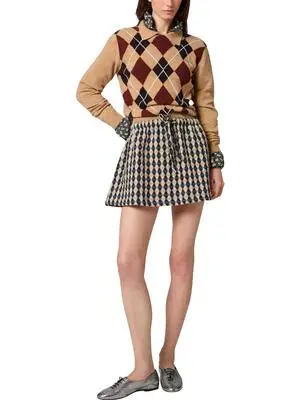 MSGM MSGM Argyle Pattern Drawstring Mini Skirt