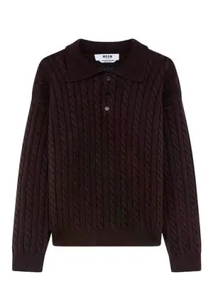 MSGM Cable-knit Polo Shirt - Brown