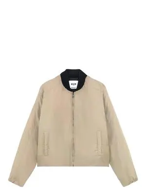 MSGM Logo-patch Bomber Jacket - Neutrals