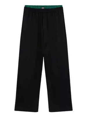 MSGM Logo-patch Layered-waistband Trousers - Black