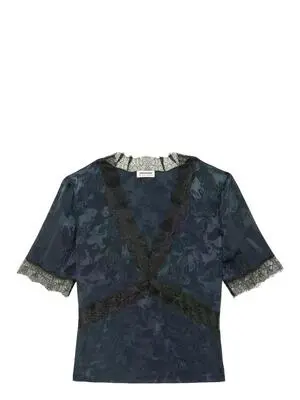 Zadig&Voltaire Lace-trimmed Jacquard Top - Blue