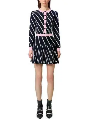 MSGM Diagonal Stripe Mini Skirt - Blue