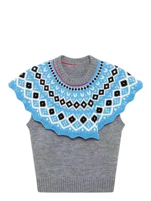 MSGM Ruffled-detail Sleeveless Top - Grey