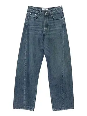 MSGM Logo Patch Wide-leg Jeans - Blue