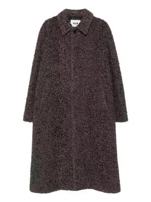 MSGM Bouclé Single-breasted Coat - Brown