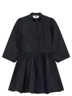MSGM High-neck Gathered-skirt Mini Dress - Black