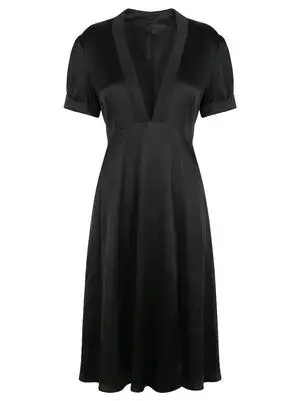 Valentino Garavani V-neck Midi Dress With Rear Bow - Black