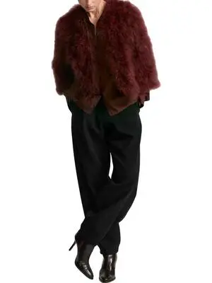 YVES SALOMON Yves Salomon Feather-Embellished Cropped Jacket Brown