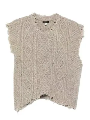 R13 Cable-knit Frayed Sweater Vest - Grey